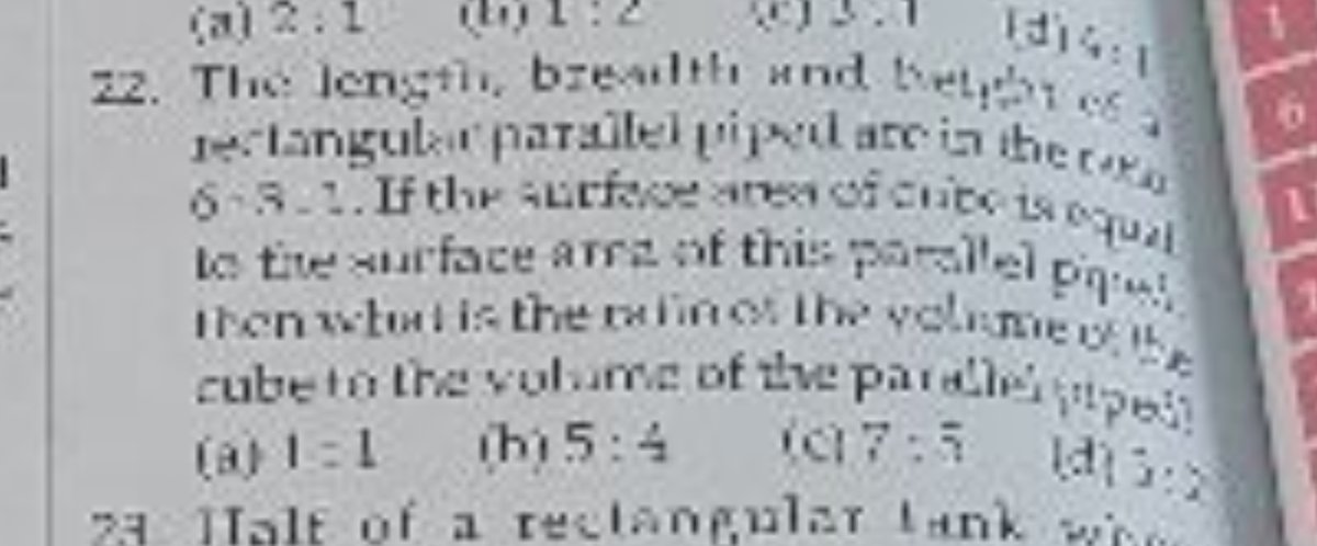The length, breadth and height of a rectangular parallelepiped are in the..