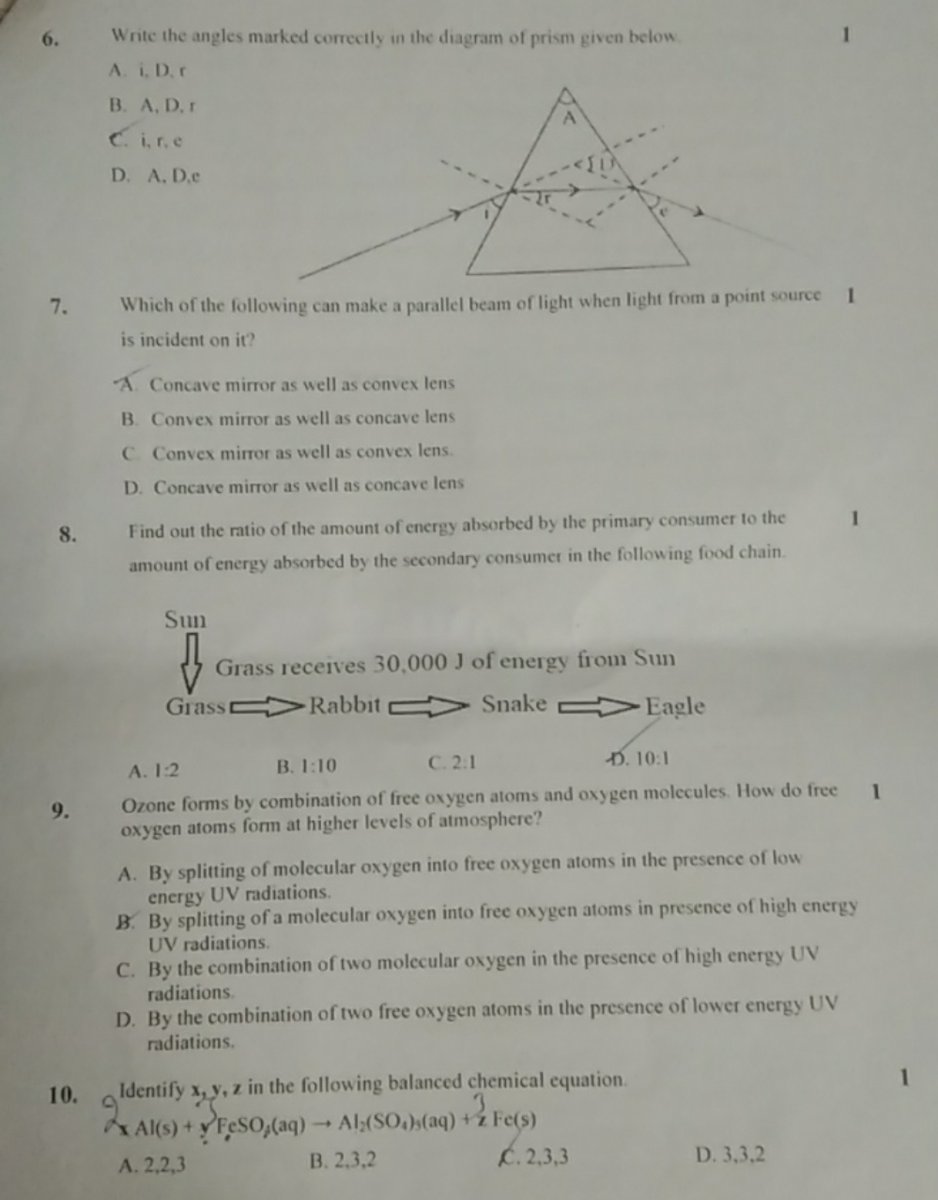 Write the angles marked correctly in the diagram of prism given below. A...