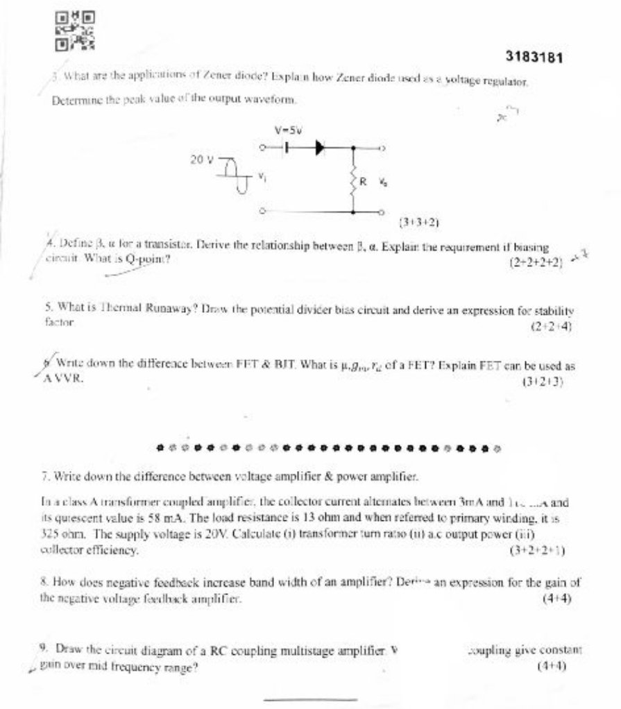 Here are several questions related to Electronics: 3. What are the appli..