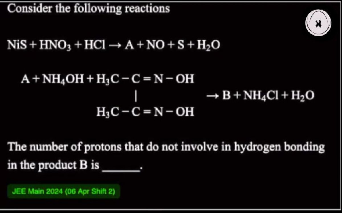 Consider the following reactions \mathrm { NiS } + \mathrm { HNO } _ { 3