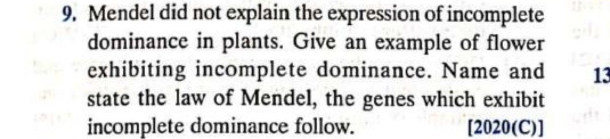 Mendel did not explain the expression of incomplete dominance in plants.