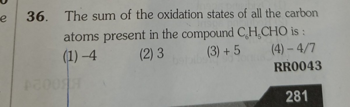 The sum of the oxidation states of all the carbon atoms present in the co..