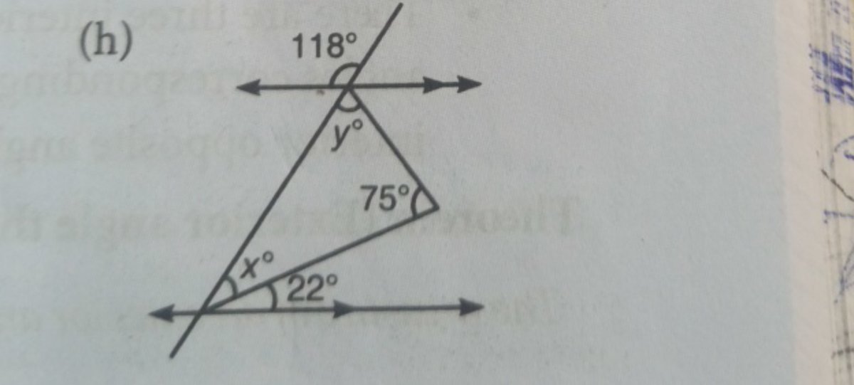 The image shows a diagram with two parallel lines intersected by a transv..
