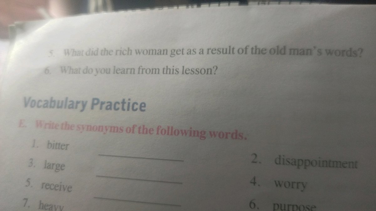 What did the rich woman get as a result of the old man's words? What do y..