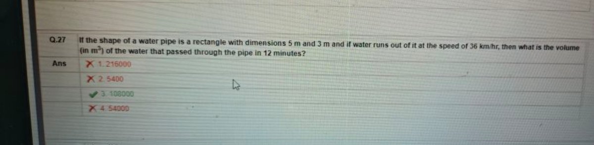If the shape of a water pipe is a rectangle with dimensions 5 m and 3 m a..