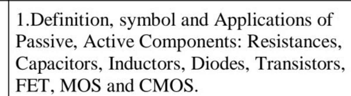 Definition, symbol and Applications of Passive, Active Components: Resist..