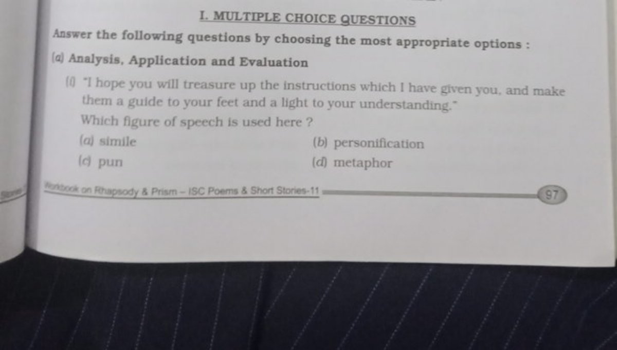 Question: "I hope you will treasure up the instructions which I have giv..