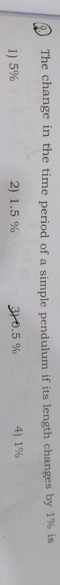 The change in the time period of a simple pendulum if its length changes
