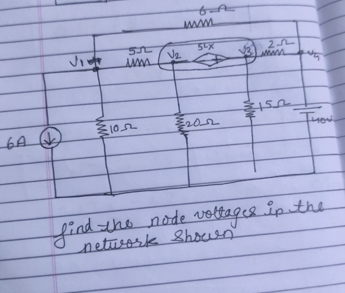 Find the node voltages in the network shown. | Filo