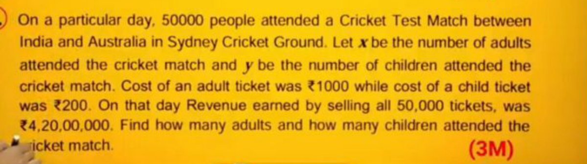 On a particular day, 50000 people attended a Cricket Test Match between I..