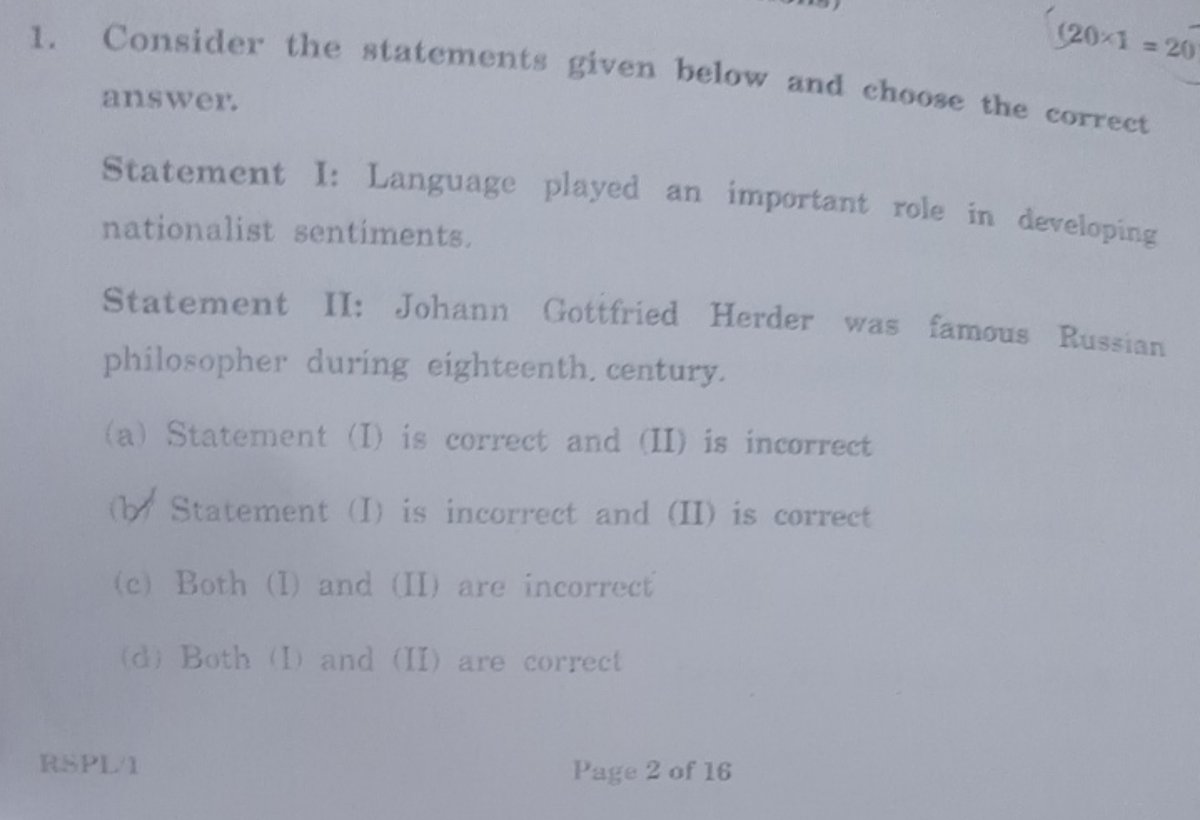 Consider the statements given below and choose the correct answer. State..