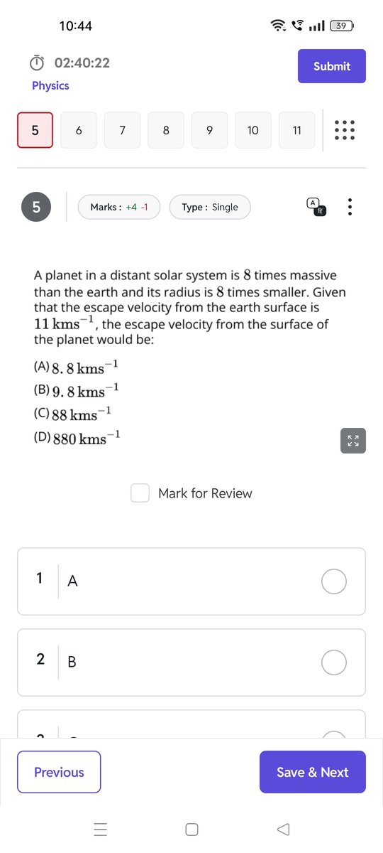 A planet in a distant solar system is 8 times massive than the earth and