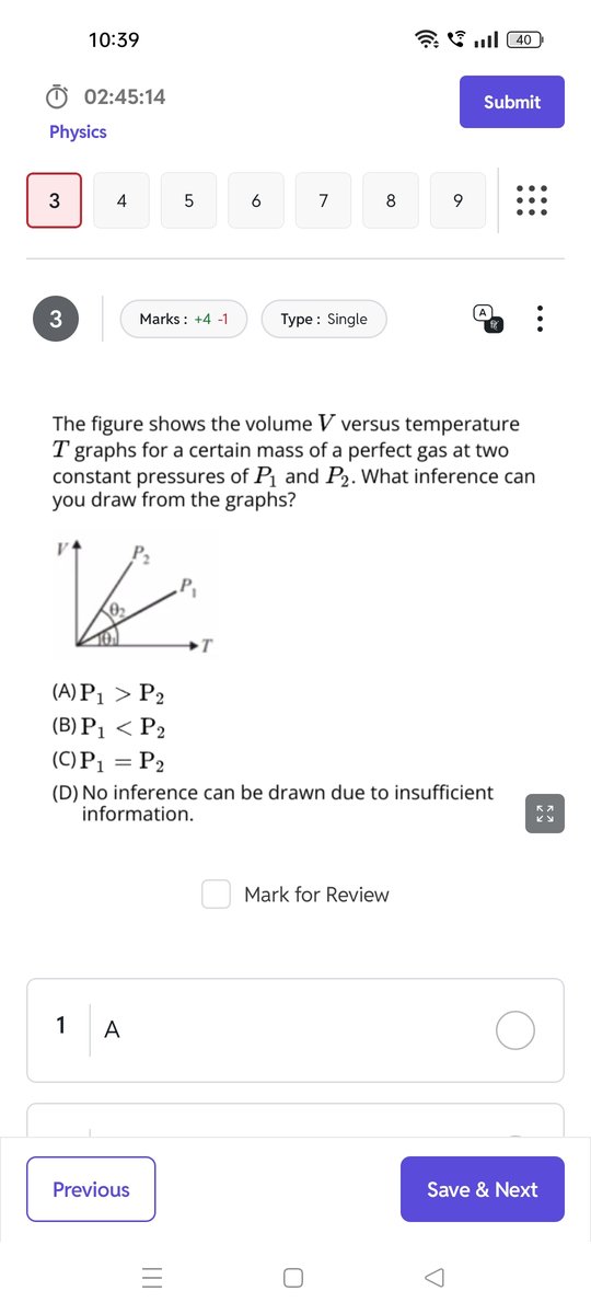 The figure shows the volume V versus temperature T graphs for a certain m..
