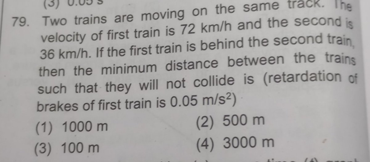 Two trains are moving on the same track. The velocity of first train is 7..