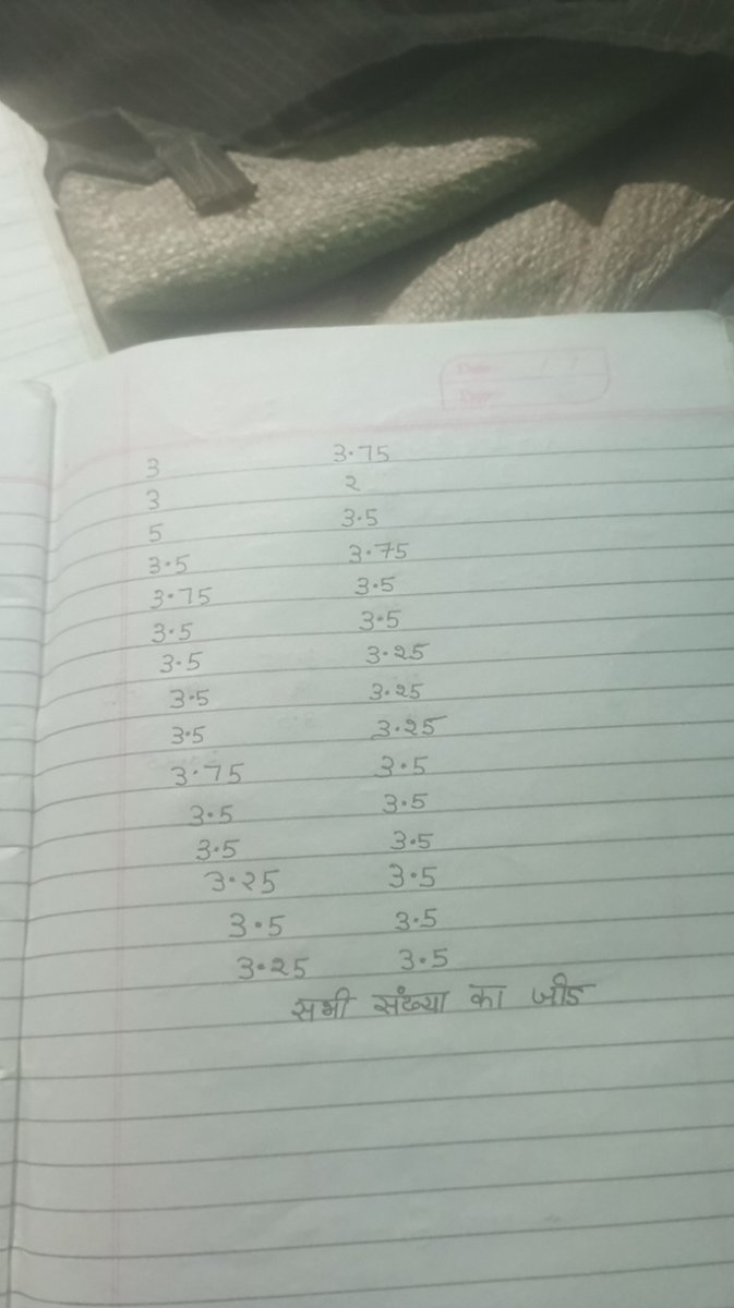 सभी संख्या का जोड़ 3 3 5 3.5 3.75 3.5 3.5 3.5 3.75 3.5 3.5 3.25 3.5 3.25..