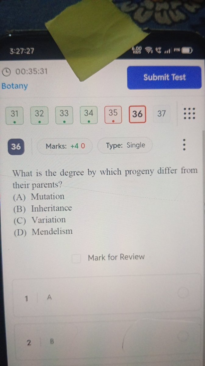 What is the degree by which progeny differ from their parents? (A) Mutati..