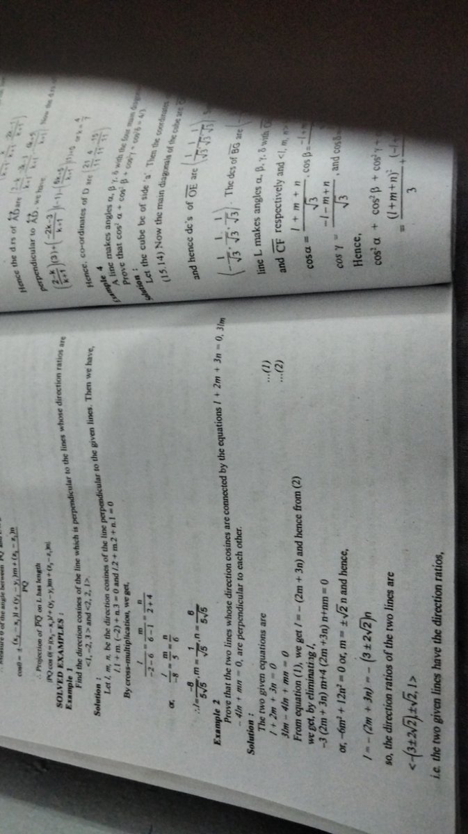 Example 1 Find the direction cosines of the line which is perpendicular t..