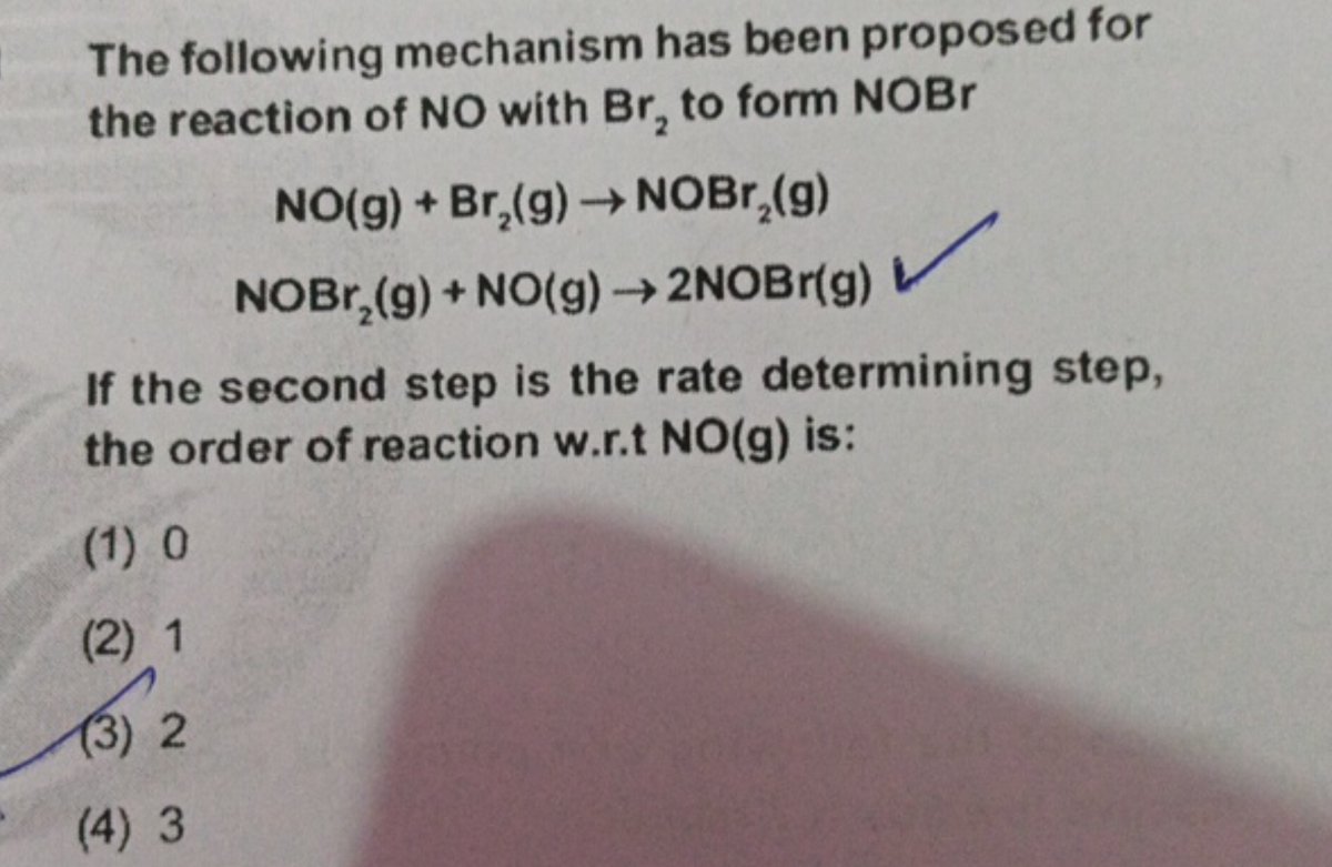 The following mechanism has been proposed for the reaction of NO with \ma..