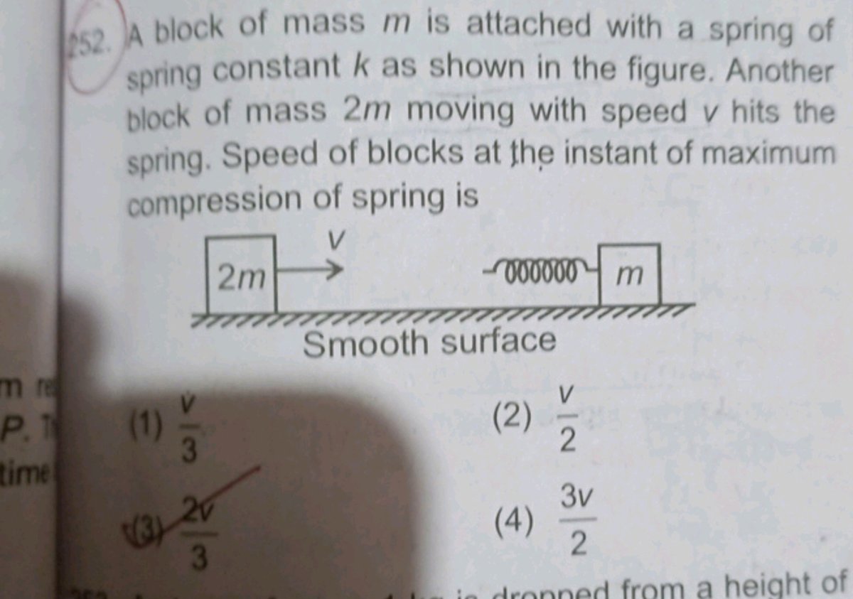 A block of mass m is attached with a spring of spring constant k as shown..