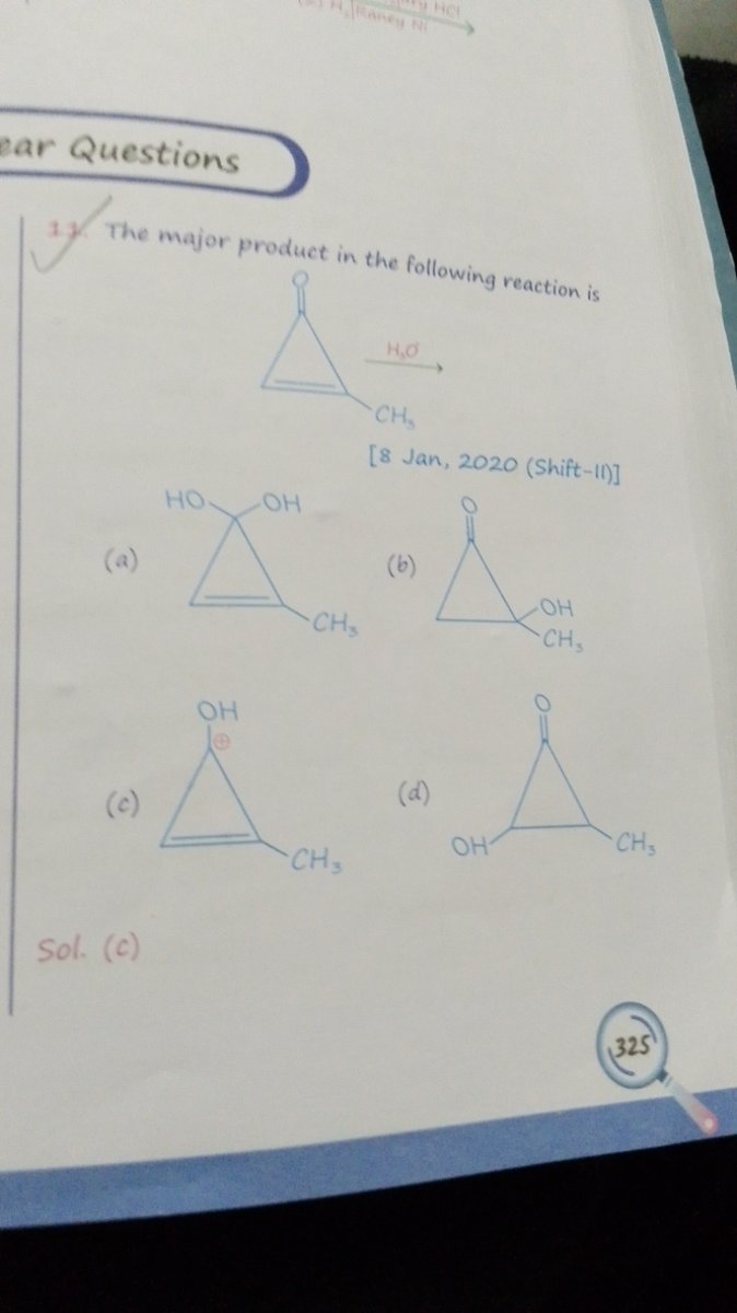 The major product in the following reaction is: Diagram of a cyclopropen..