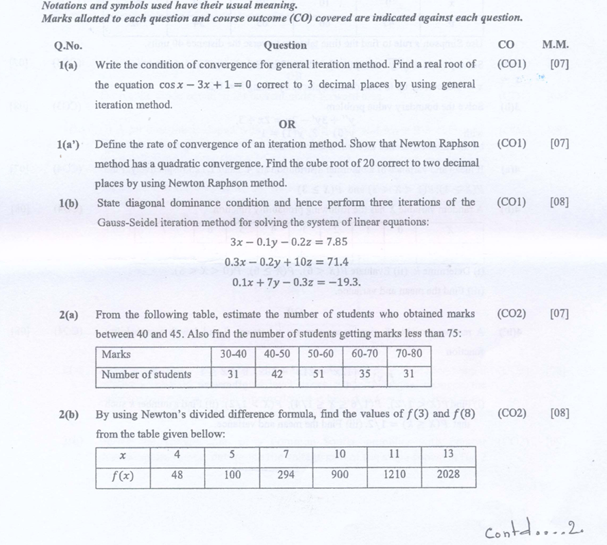 Notations and symbols used have their usual meaning. Marks allotted to ea..