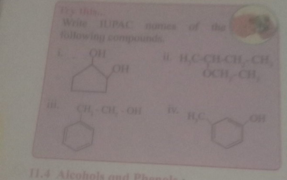 Write IUPAC names of the following compounds. i. Cyclopentane-1,2-diol i..