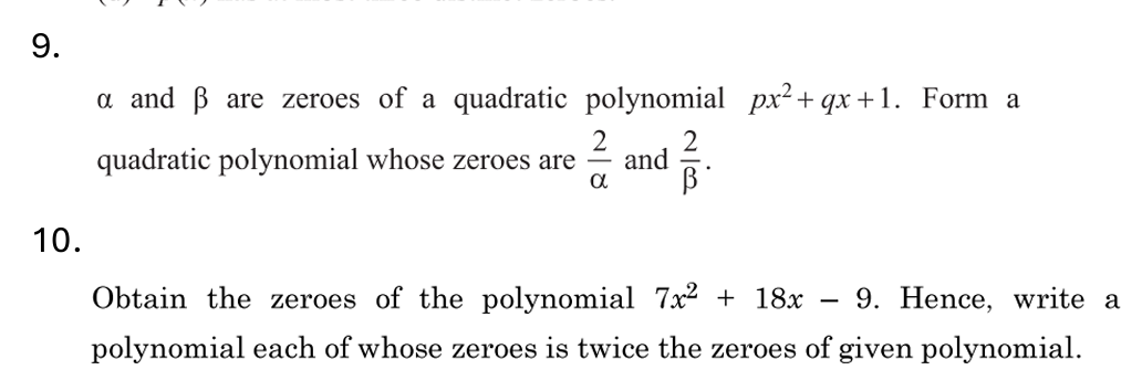 α and β are zeroes of a quadratic polynomial px^2 + qx + 1. Form a quadra..