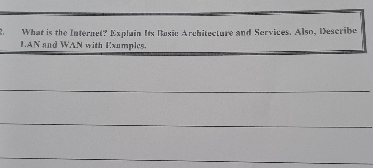 What is the Internet? Explain Its Basic Architecture and Services. Also,