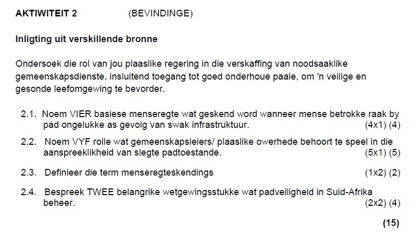 AKTIWITEIT 2 (BEVINDINGE) Inligting uit verskillende bronne Ondersoek d..