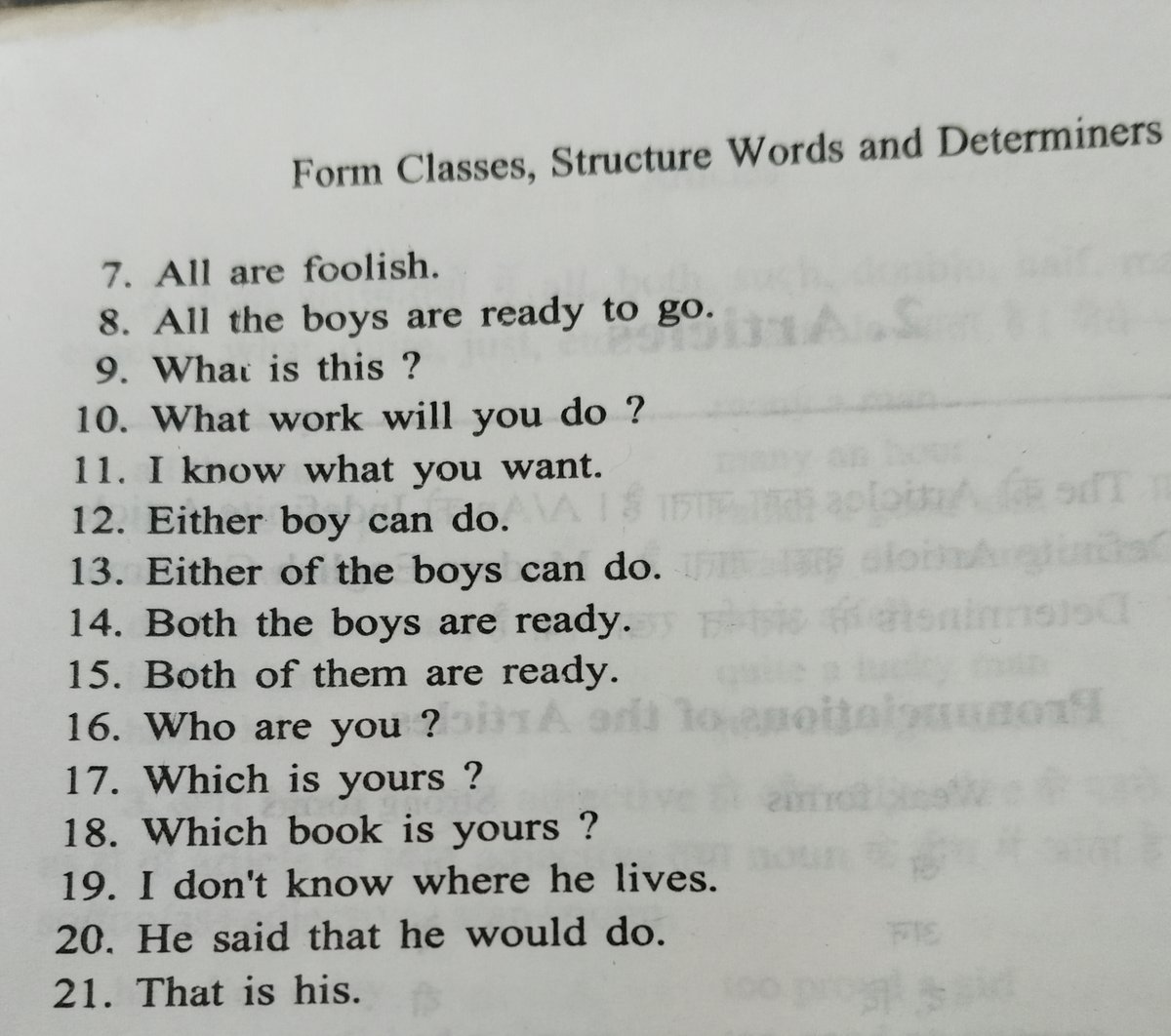 Exercise: Identify Form Classes, Structure Words, and Determiners Analyz..