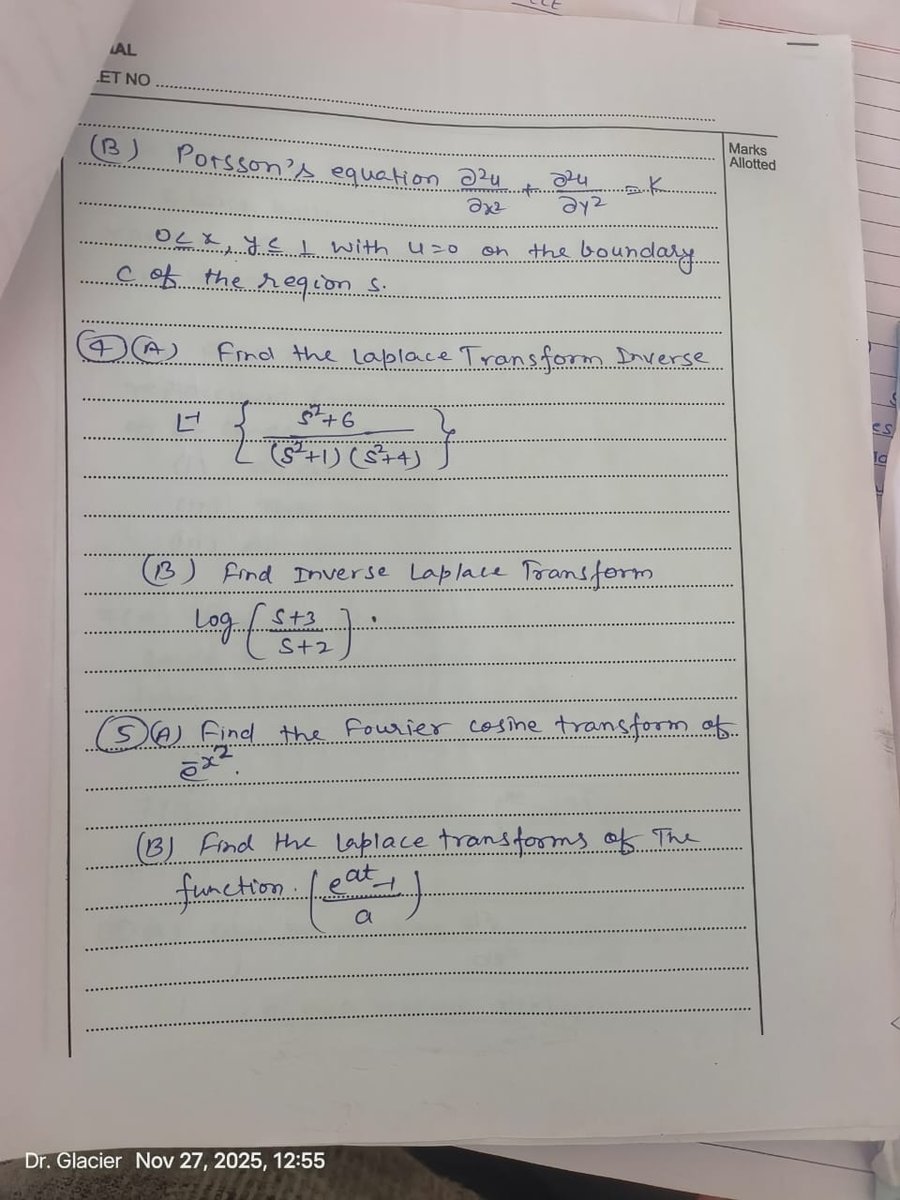 B) Poisson's equation \frac{\partial^2 u}{\partial x^2} + \frac{\partial..