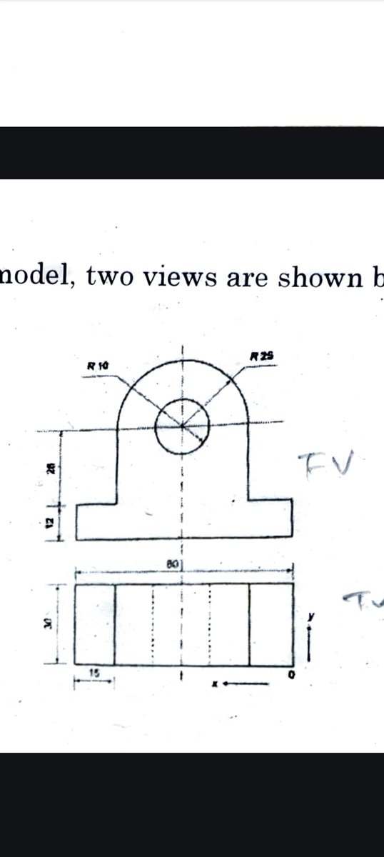 The image shows two views of a model with labeled dimensions. Calculate t..