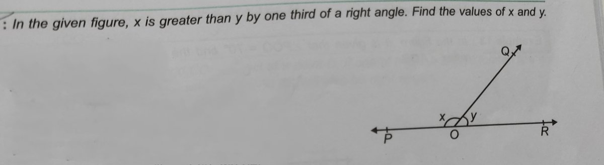 In the given figure, x is greater than y by one third of a right angle. F..