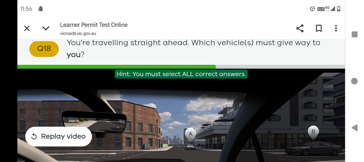 You are travelling straight ahead. Which vehicle(s) must give way to you?..
