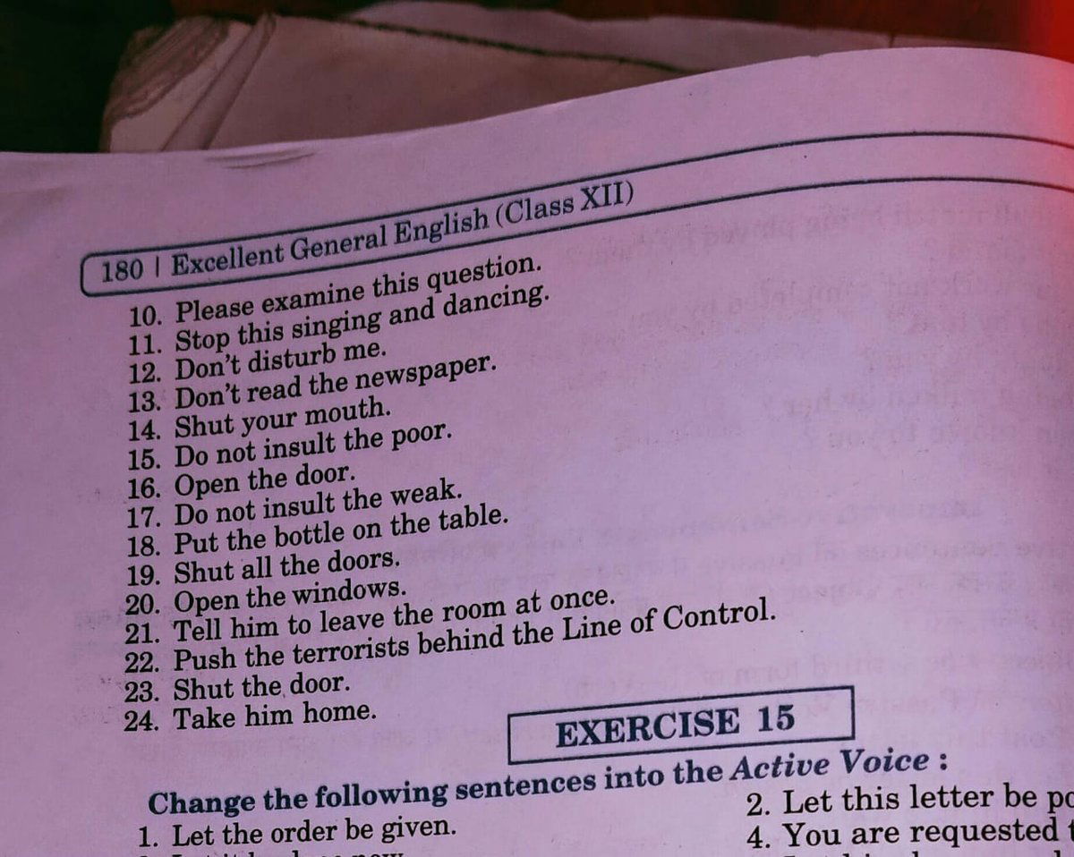 Change the following sentences into the Active Voice: Let the order be g..