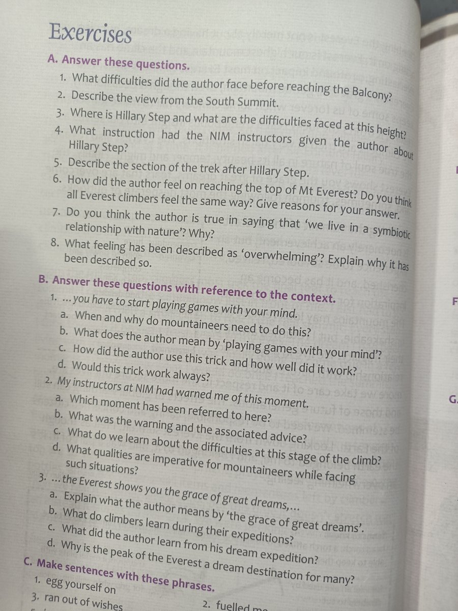 Exercises A. Answer these questions. What difficulties did the author fac..