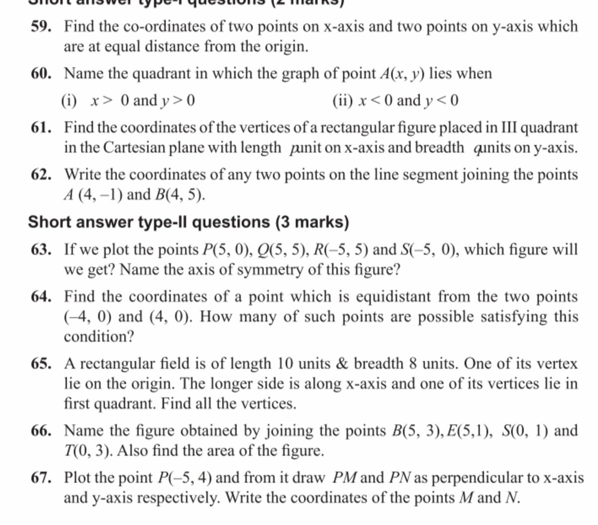 Find the coordinates of two points on the x-axis and two points on the y-..