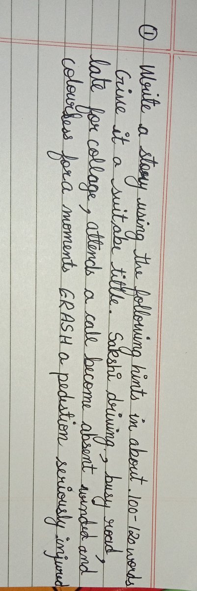 Write a story using the following hints in about 100-120 words. Give it a..