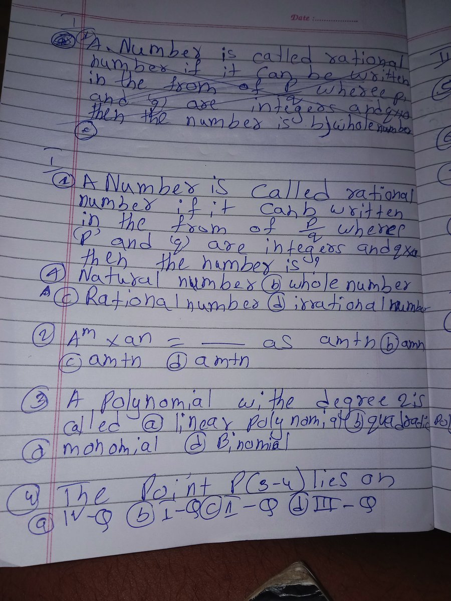 A number is called a rational number if it can be written in the form of