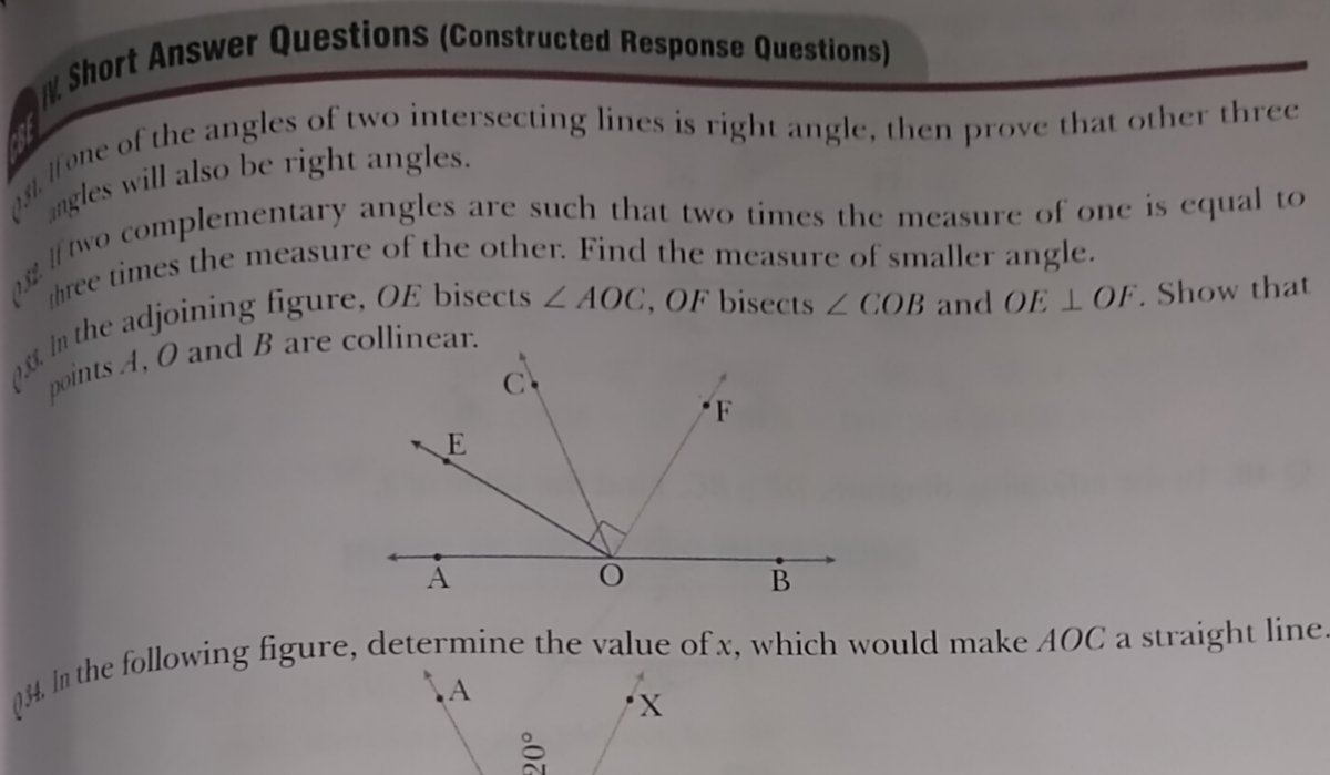 If one of the angles of two intersecting lines is a right angle, then pro..