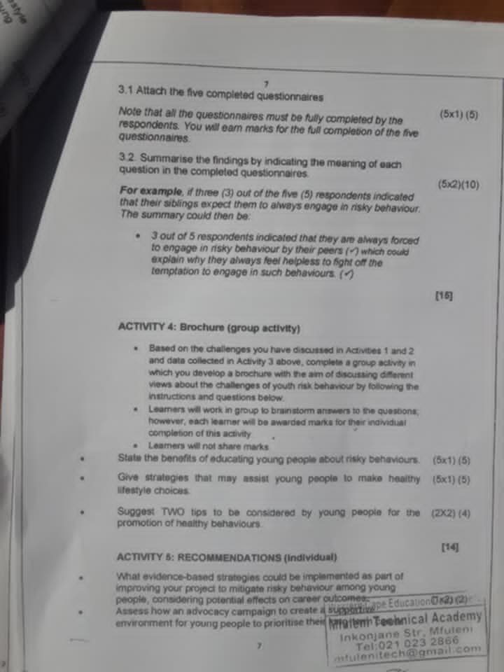 3.1 Attach the five completed questionnaires Note that all the questionna..