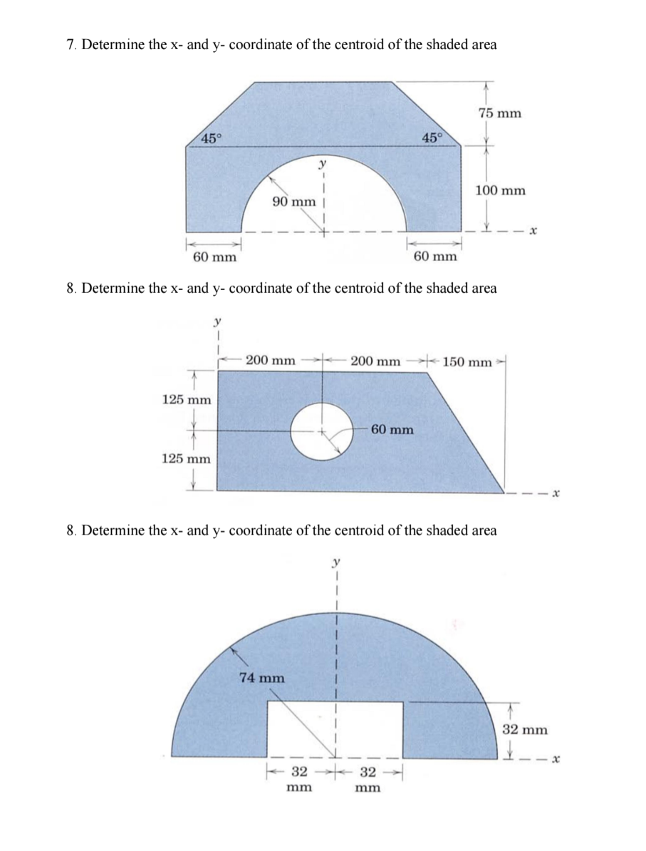 Determine the x- and y- coordinate of the centroid of the shaded area [D..