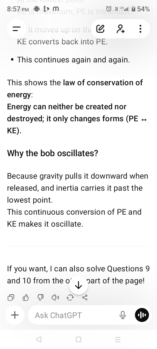 Why does the bob oscillate? Explain the reason behind the oscillation of..