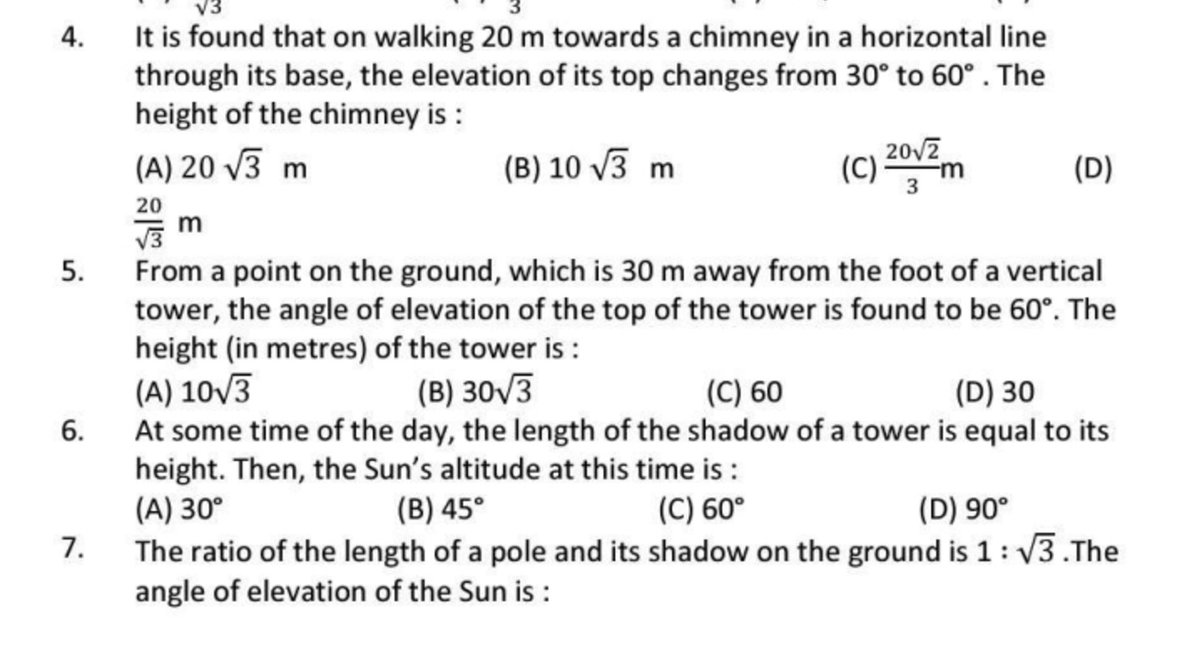 It is found that on walking 20 m towards a chimney in a horizontal line t..