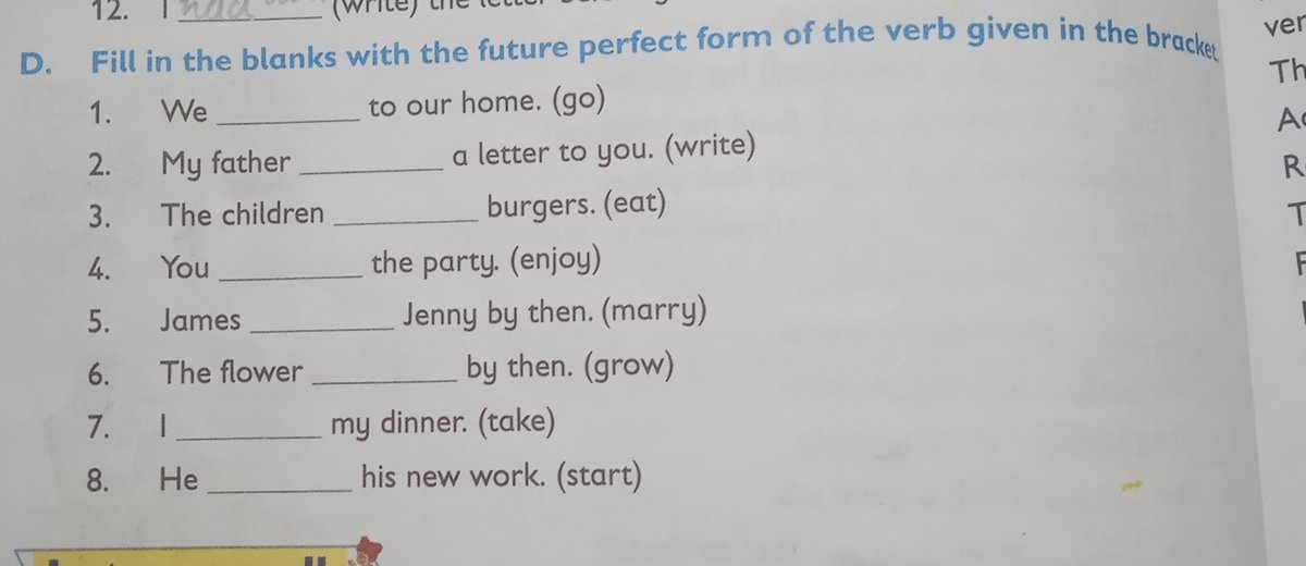 Fill in the blanks with the future perfect form of the verb given in the