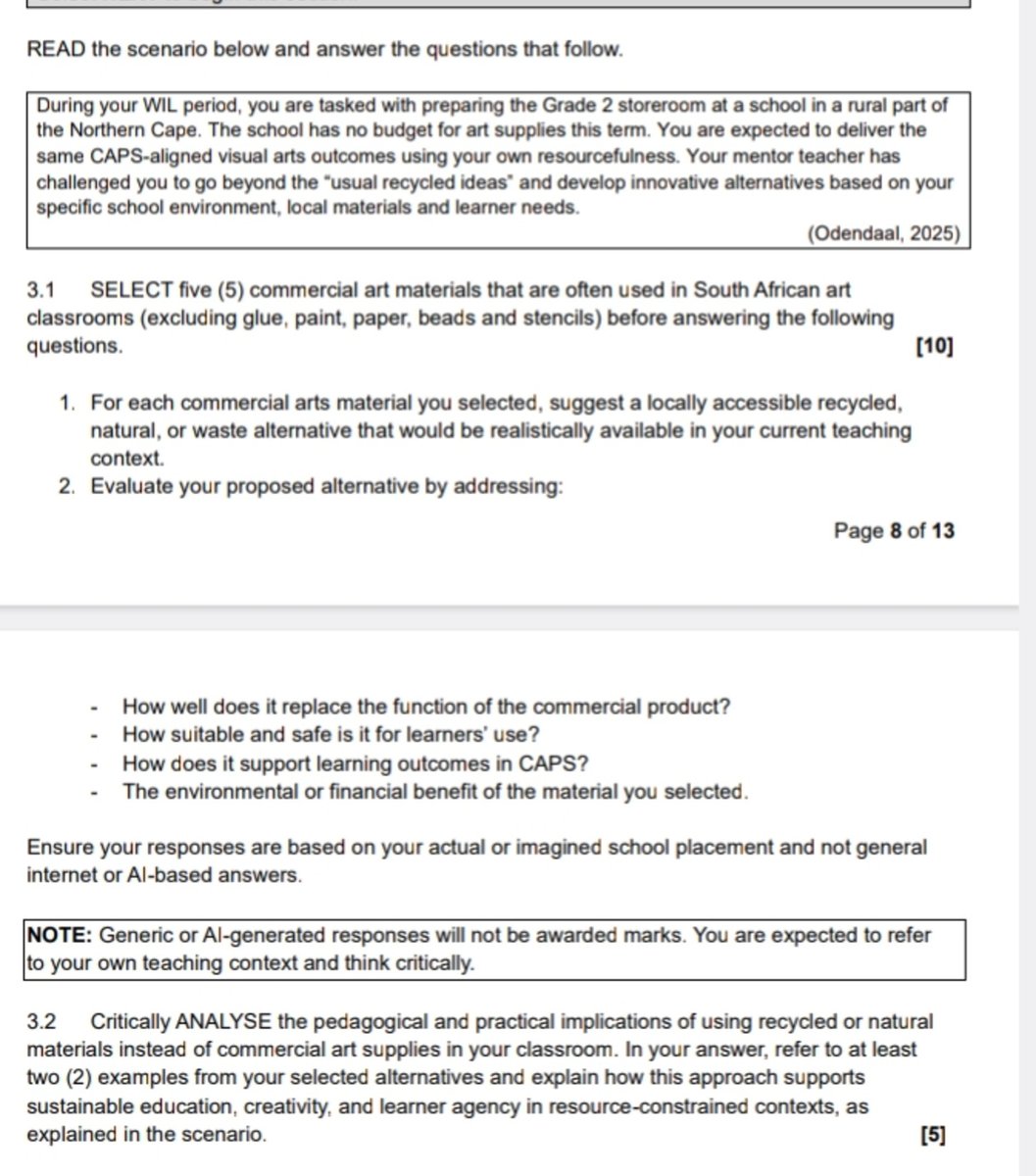 READ the scenario below and answer the questions that follow. During you..