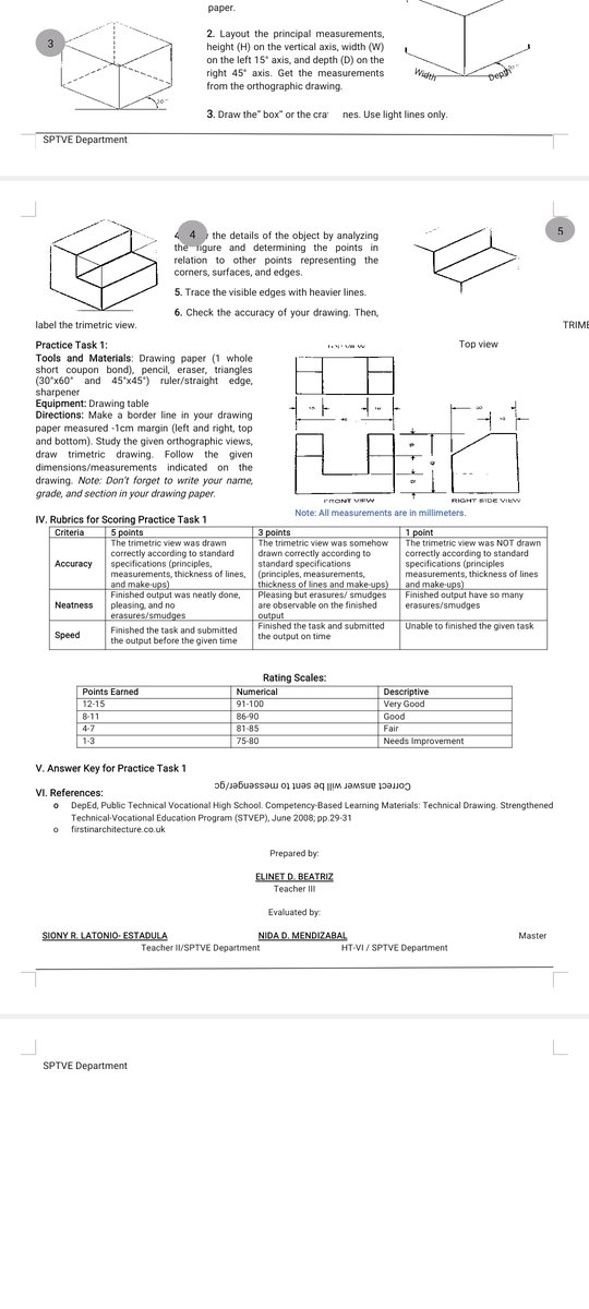 Practice Task 1: Tools and Materials: Drawing paper (1 whole short coupo..
