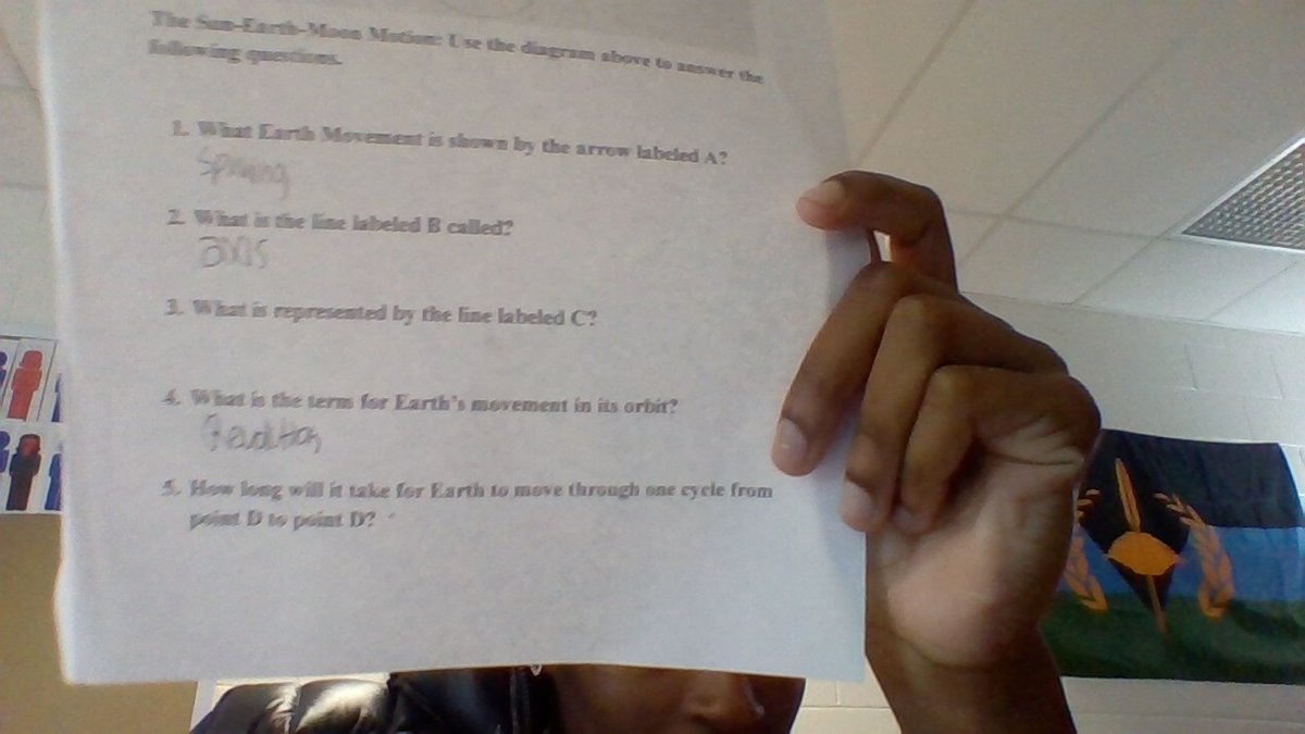 The Sun-Earth-Moon Motion: Use the diagram above to answer the What Earth..