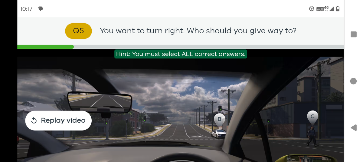 You want to turn right. Who should you give way to? Based on the image,
