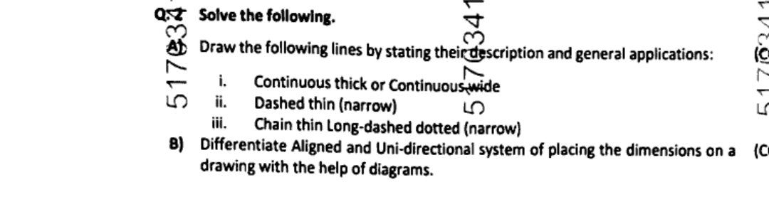 Question A Draw the following lines by stating their description and gene..